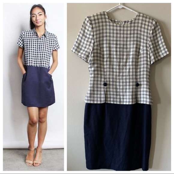Dresses | Vintage Windowpane Plaid Secretary Mini Dress Bbb | Poshmark